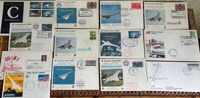 Concorde inaugural first day covers collection, x13 mixed rare variants ...