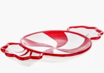 PEPPERMINT Shaped CANDY Dish Peppermint Appetizer Plate XMAS DECOR ...