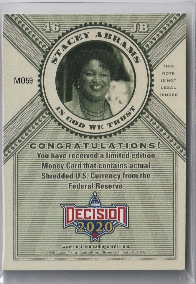 2020 Decisions Stacy Abrams Shredded Money 3/5 Georgia House Rep. | eBay