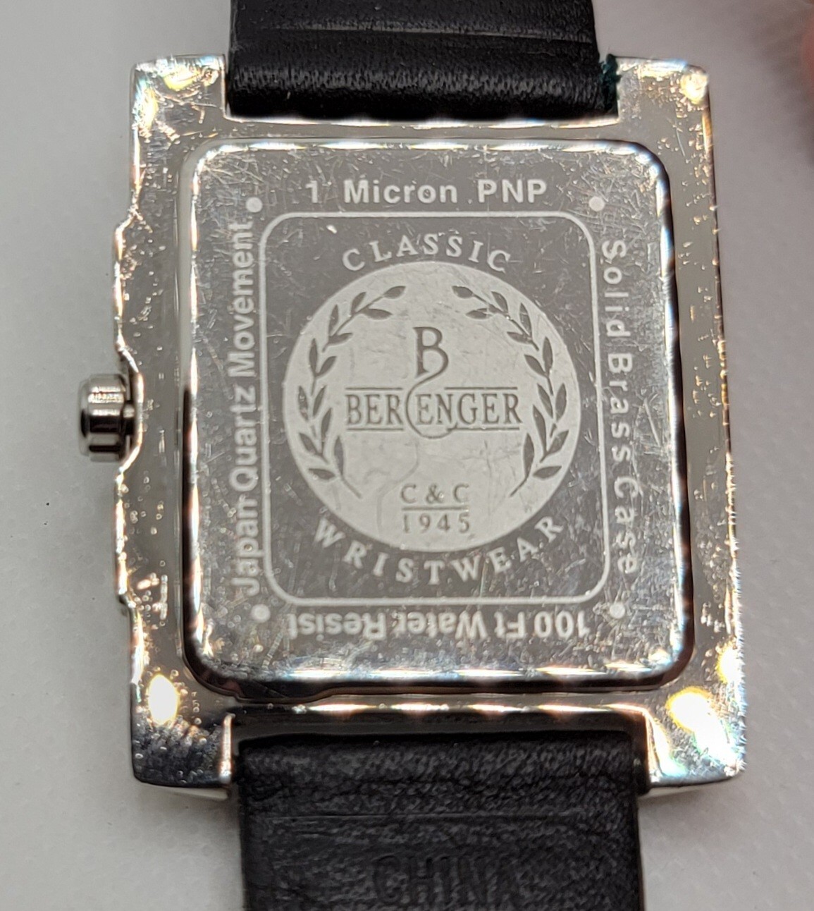 Mens Berenger Classic Tank Rectangle Silver Tone Black Dial Analog ...