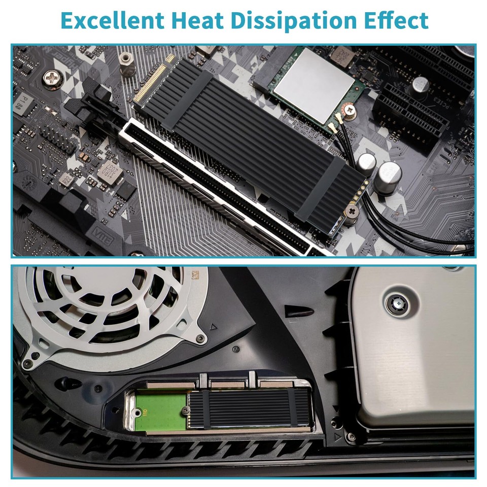 4 PCS M.2 NVMe Heatsink with 4 Thermal Silicone Pads Aluminum 2280 SSD ...