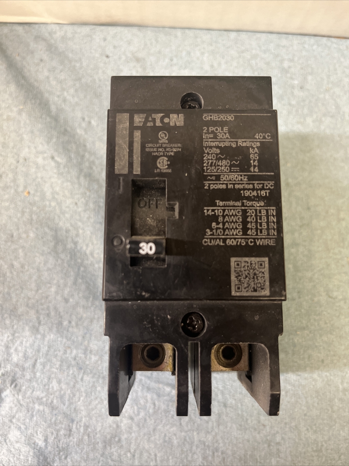 EATON GHB2030 30A 480/277 2 Pole Circuit Breaker | eBay