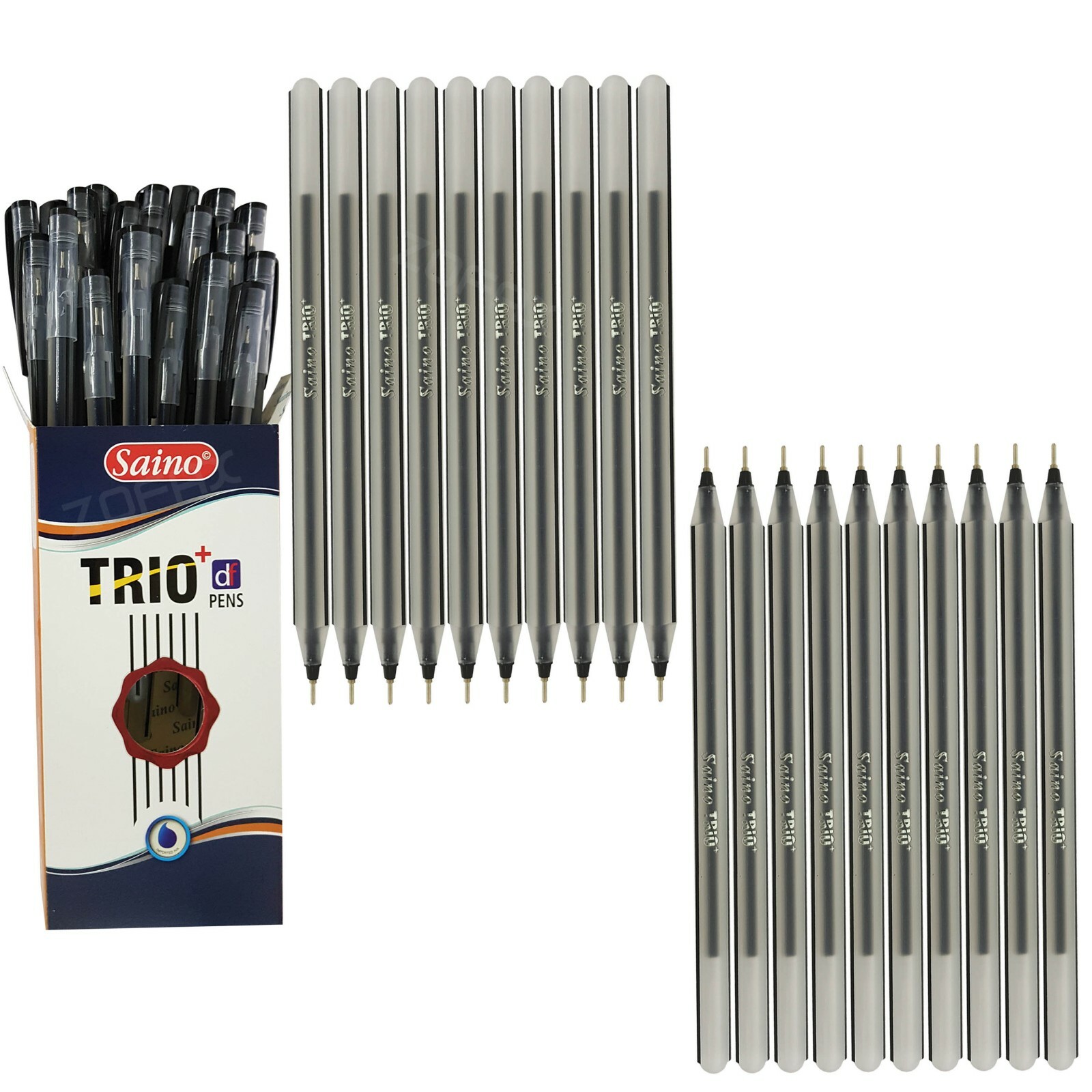 0.7mm SAINO Trio Triangular BLACK RED BLUE Ballpoint Pens Office School ...