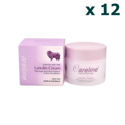 12 x Careline Lanolin Cream with Grape Seed Oil & Vitamin E 100ml ...