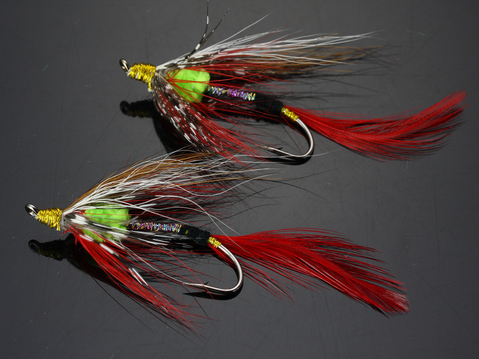 40Pcs Salmon Single Flies Red/Yellow Sea Trout Fly Fishing Flies Lures ...