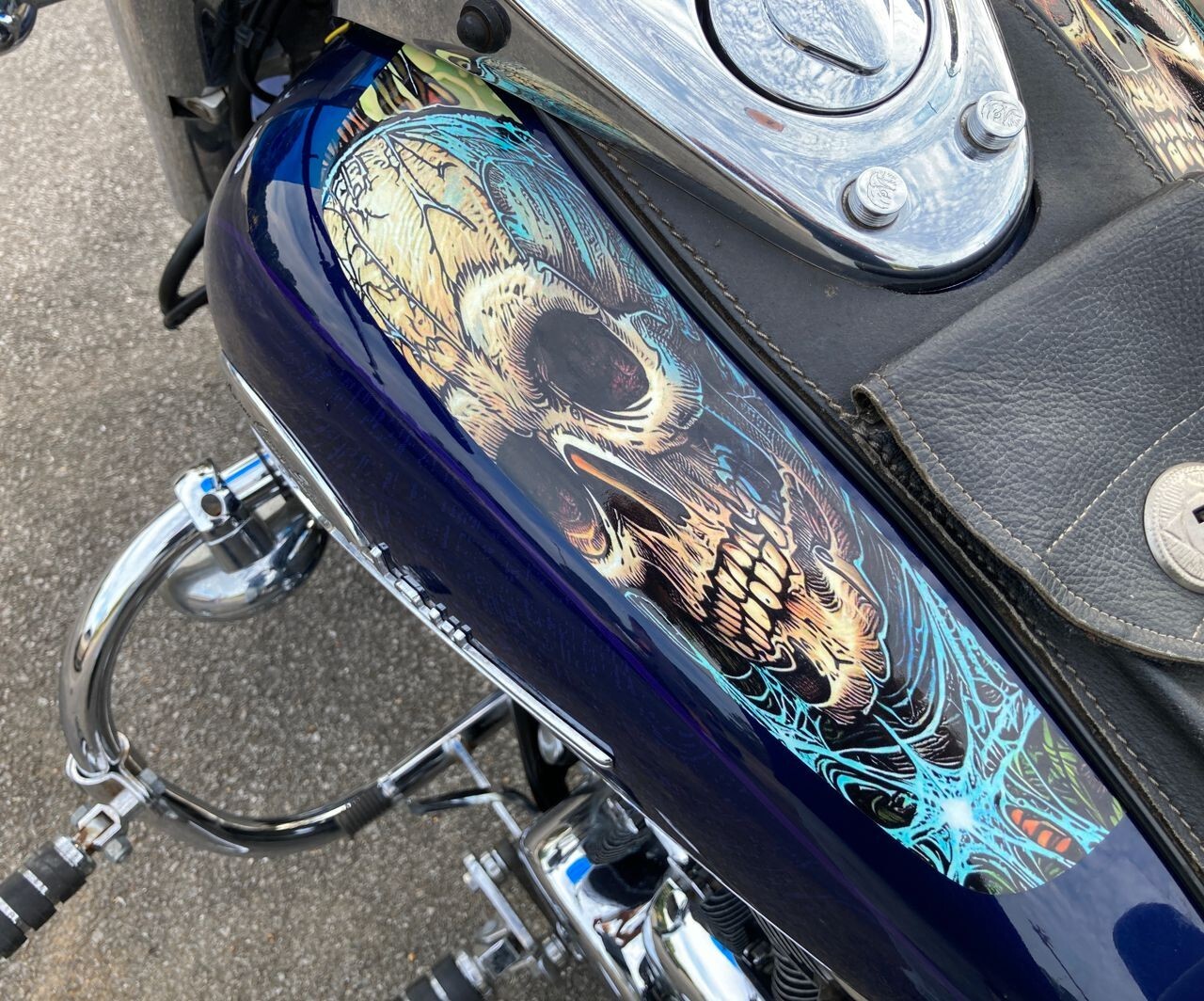 Harley Honda V Star Motorcycle Tank Decals 2pc Set Skulls & Spider Webs ...