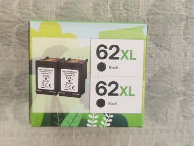 2 Black For HP 62XL for HP62 (C2P025AN) Ink Cartridge for ENVY 5664 Exp ...