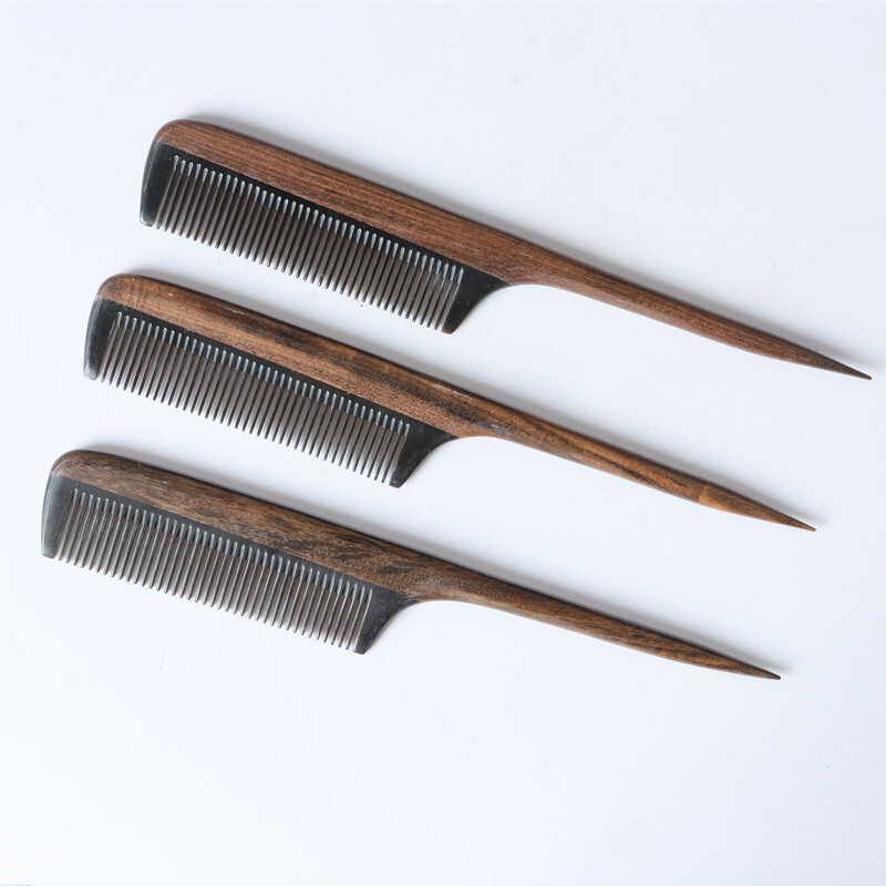 Natural Black Buffalo Horn Tail Comb Wooden Comb Tail Hair Comb ...