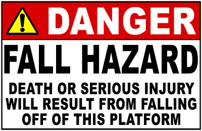 Danger Fall Hazard Sign. Size Options | eBay