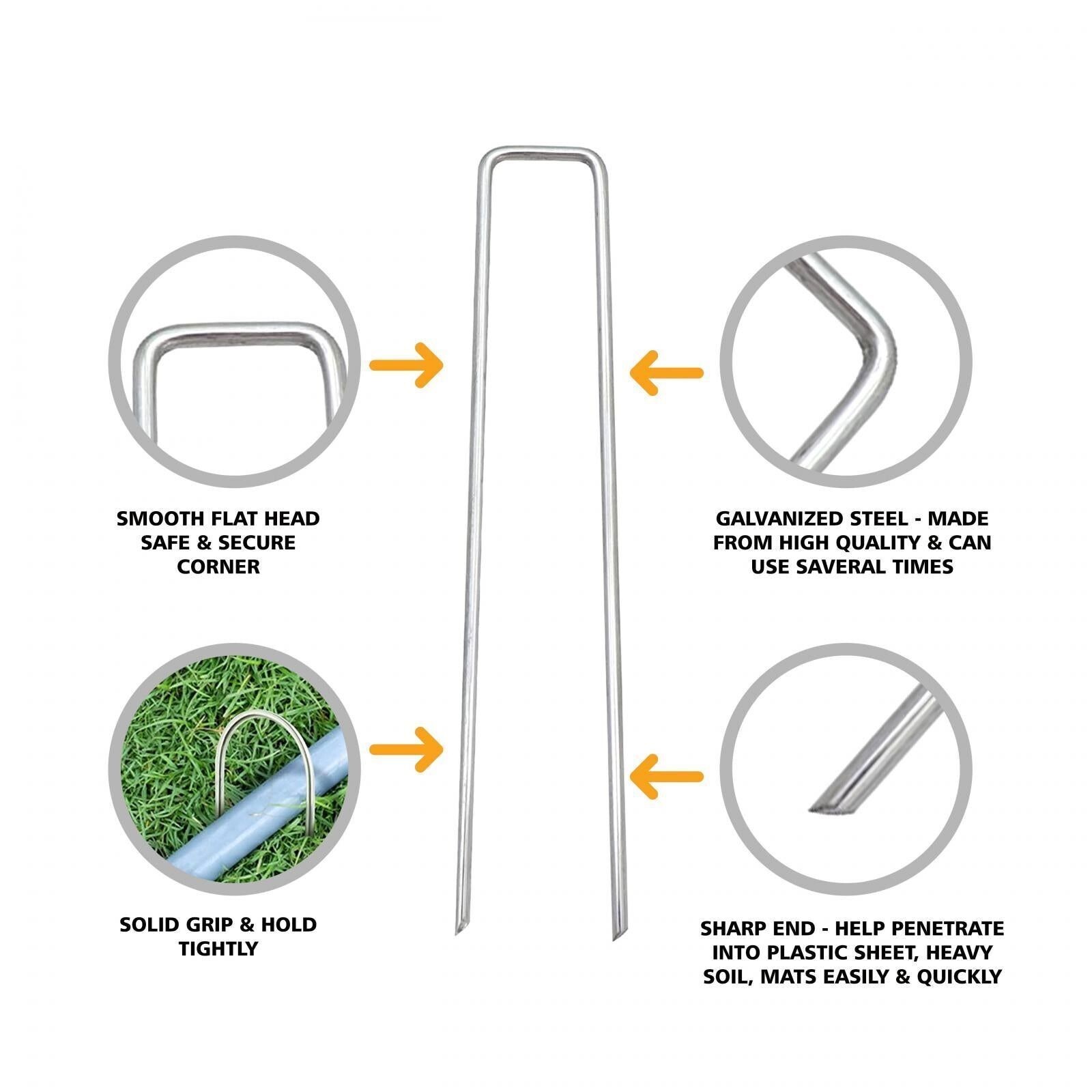 Weed Control Fabric Pegs Metal U Pins Galvanised Steel Securing ...