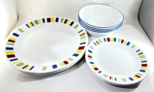 Vintage CORELLE MEMPHIS 12 Pieces ** 4-Bowls, Dessert Plates, Dinner ...
