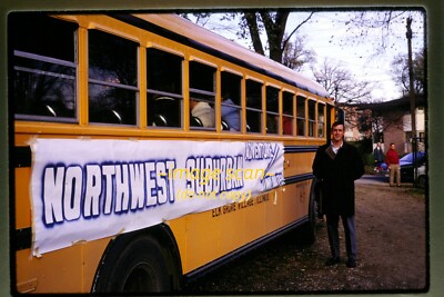 Man w/ Elk Grove Village School Bus Chicago Suburbs in 1969, Orig ...