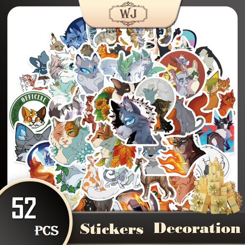 52pcs Warriors Cool Cats Skateboard Decal Vinyl Luggage Skateboard ...