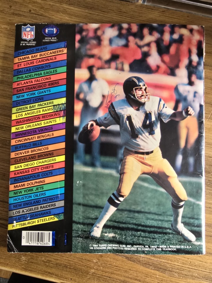🏈 1984 Topps Football STICKER ALBUM COMPLETE Stamps MONTANA PAYTON LT 🏈 ...