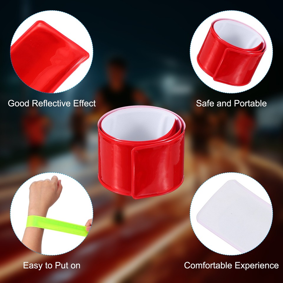 6 Pcs Reflective Slap Bands Reflector Band Snap Bracelet Red | eBay