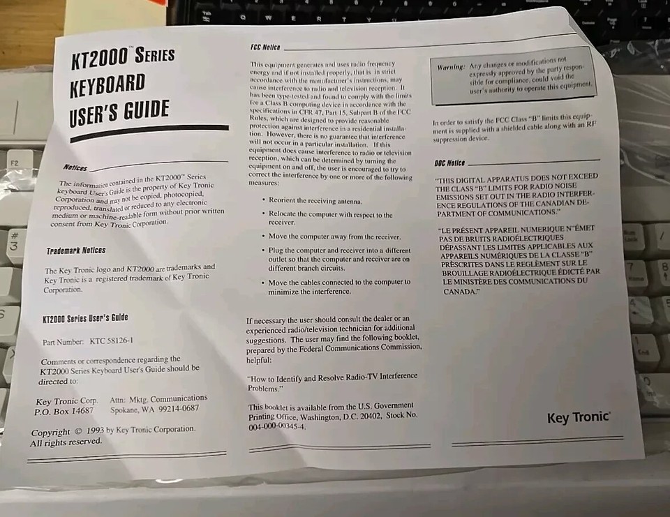 NOS Keytronic KT2000 Series AT Keyboard E03601QLC | eBay