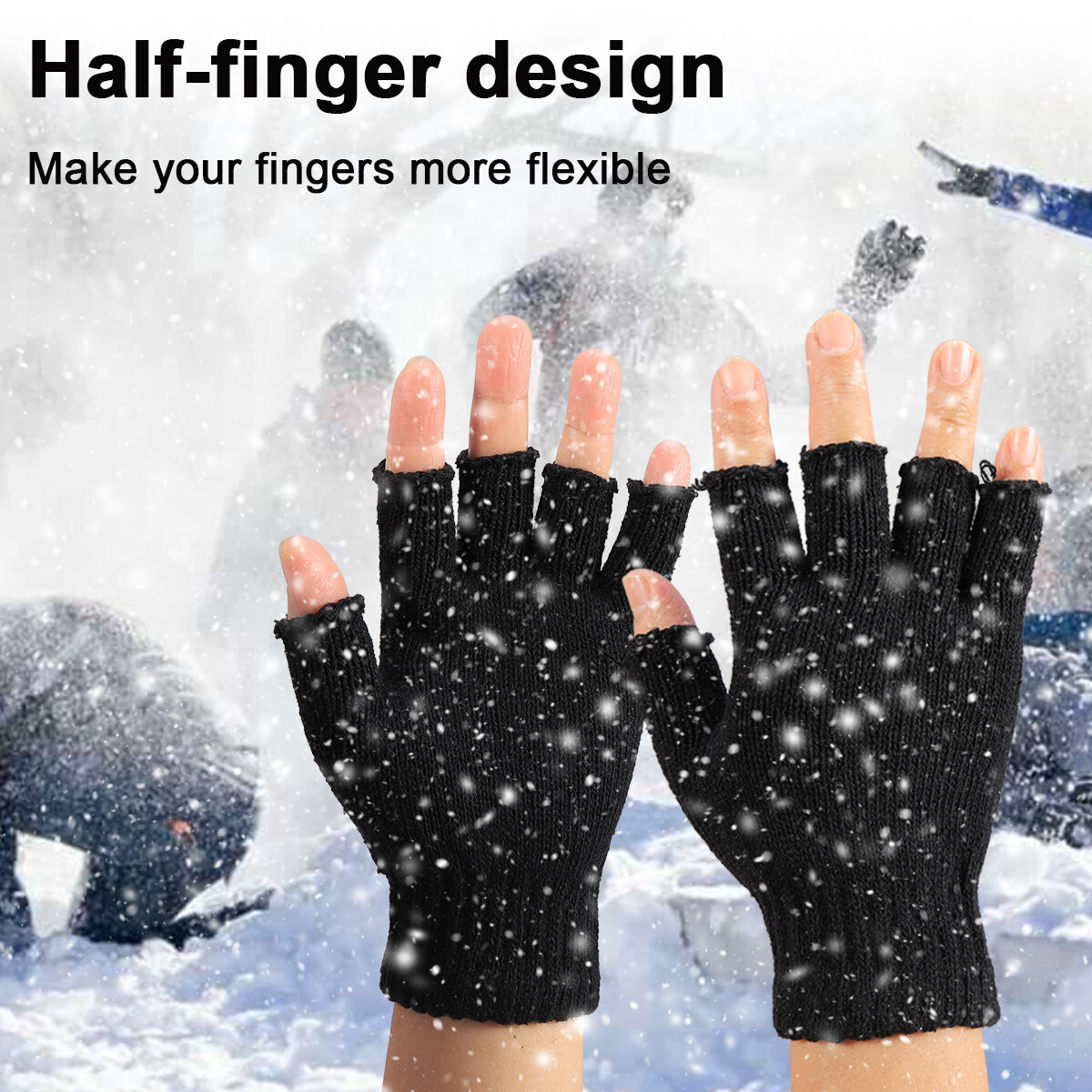 Wo BASEIN Winter Gloves,Knitted Half Finger Gloves,Fingerless Typing ...