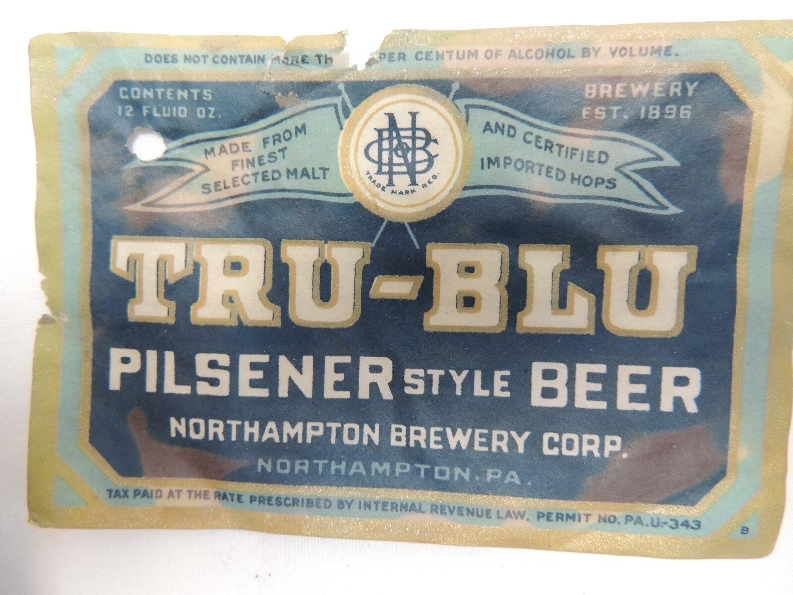 Vintage TRU-BLU Northampton PA. beer bottle labels Old Brewery | eBay