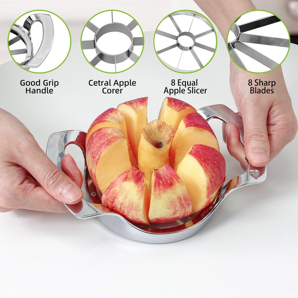 Large 8 Slices Apple Slicer and Corer Sharp Heavy Duty Stainless Steel ...