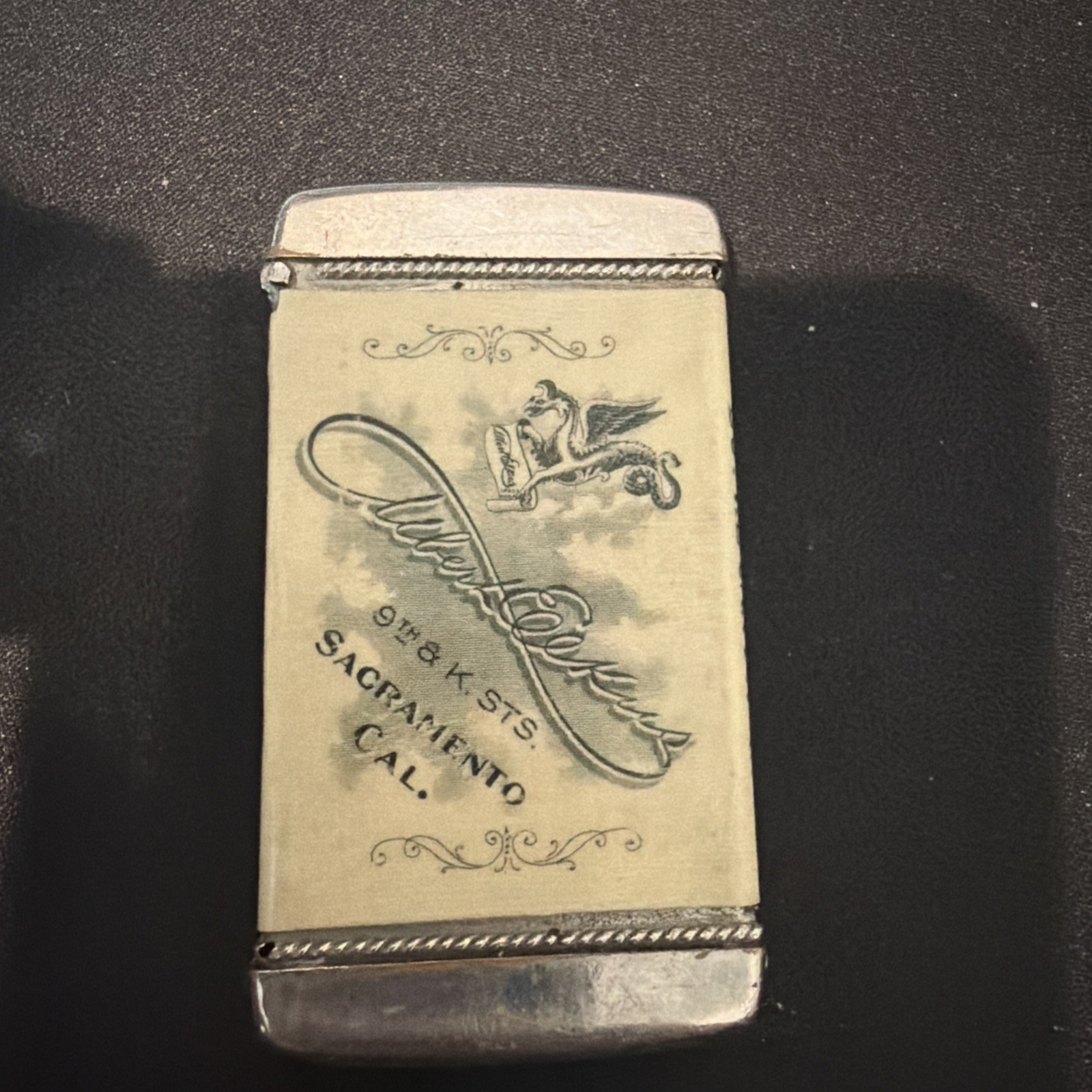 Antique Match Advertising Celluloid Match Safe Vesta Matchsafe ...