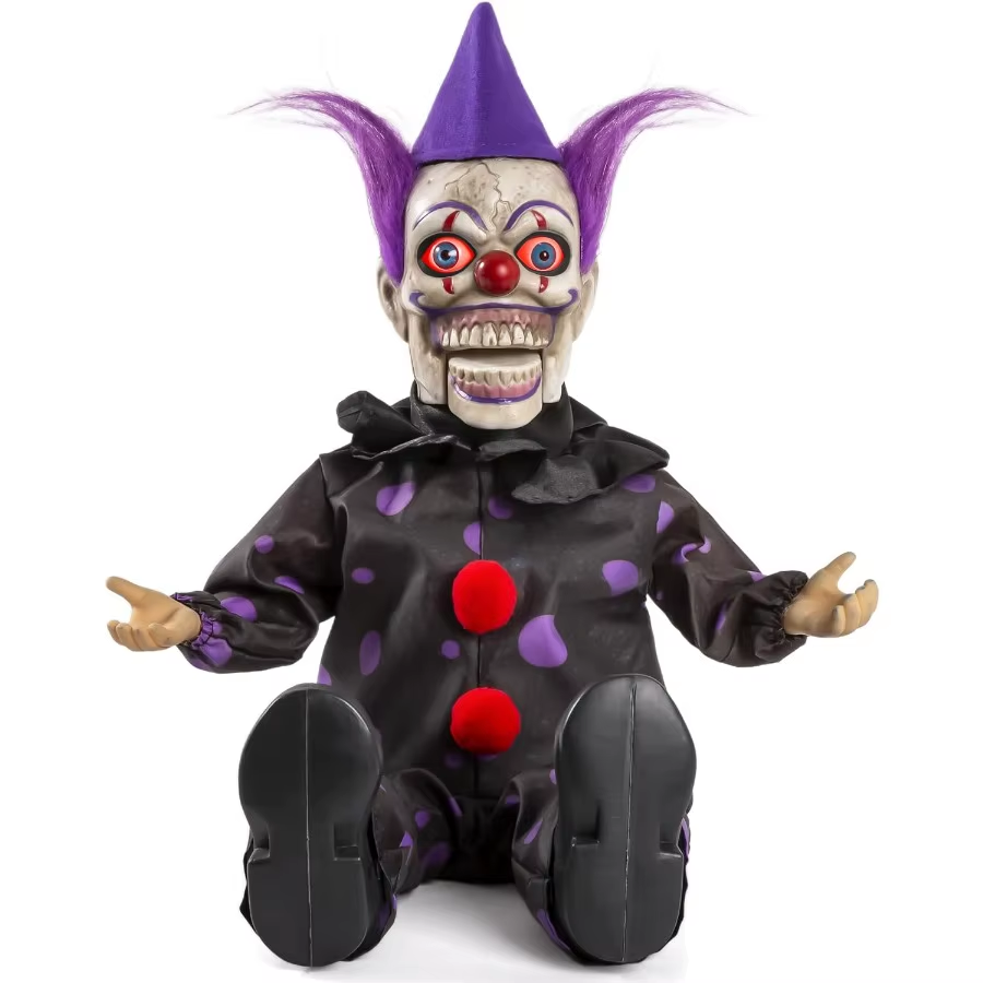 Halloween Animatronic Clown Puppet – Sound-Activated, Light-Up Eyes ...