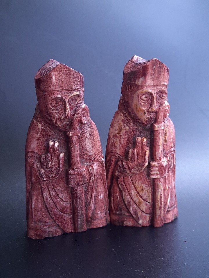 Medieval Lewis Chessmen Bone Chess Collection - Hand-Carved Bishop ...