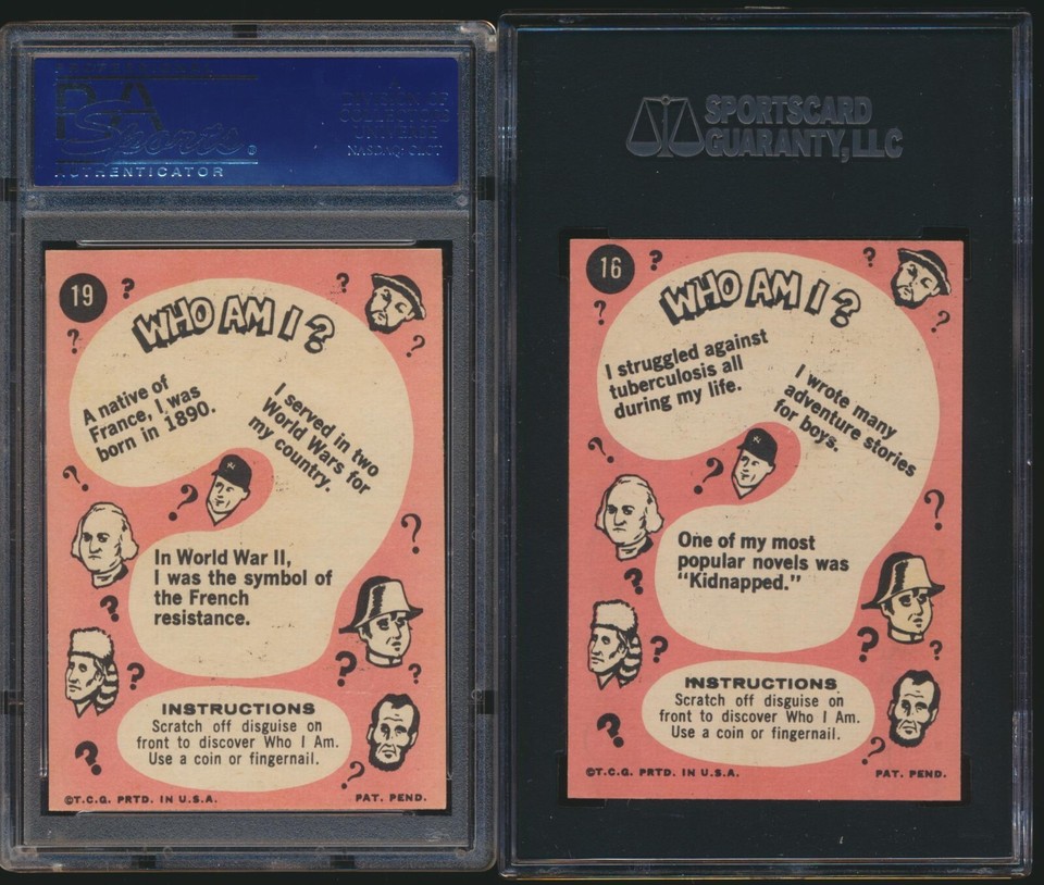 2 Card Lot 1967 Topps Who Am I 16 19 Charles Degaulle Robert Stevenson ...