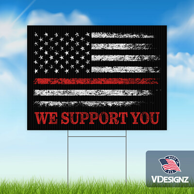 USA Thin Red Line American Flag - 10pk 18"x24" 2 Sided Yard Signs w ...