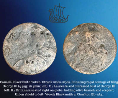 1820s-1830s Canada Blacksmith Token King George III BL-2A3 Britannia 1 ...
