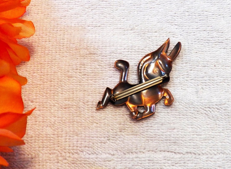CLASSIC PIN BROOCH DONKEY HORSE FILLY MULE BIG EARS HOOVES COPPER ...