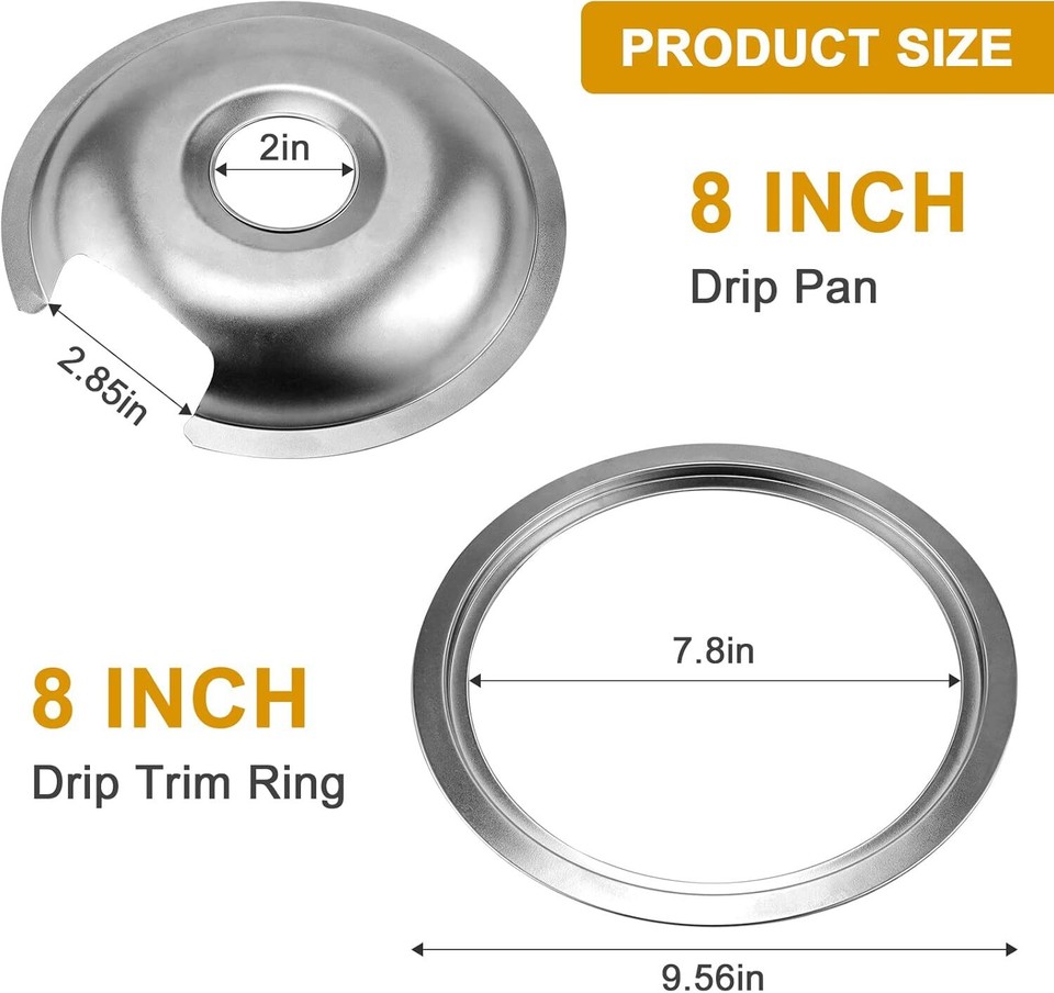 4 Pack Chrome Cooktop Drip Pans for GE Range Stove Top Burner Drip Pan ...