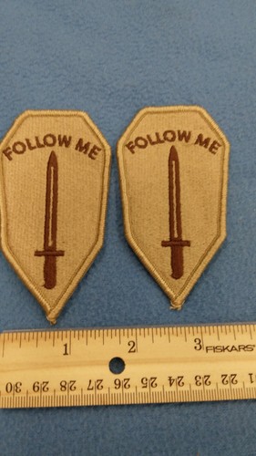 PAIR OF TAN- Infantry School "Follow Me" Patches | eBay