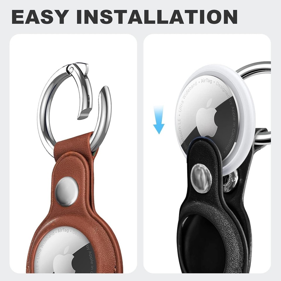 Airtag 4Pack Leather Holder, Air Tag Keychain Case for Apple Tag ...
