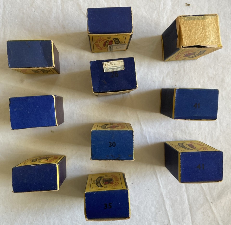 Ten Vintage Moko Lesney Matchbox Empty Boxes: #'s 2,7,13,21,26,30,35,40 ...