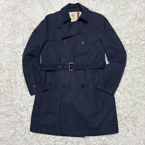 Rare XL Gucci Navy Trench Coat with GG Pattern Belt - Authentic Men's ...