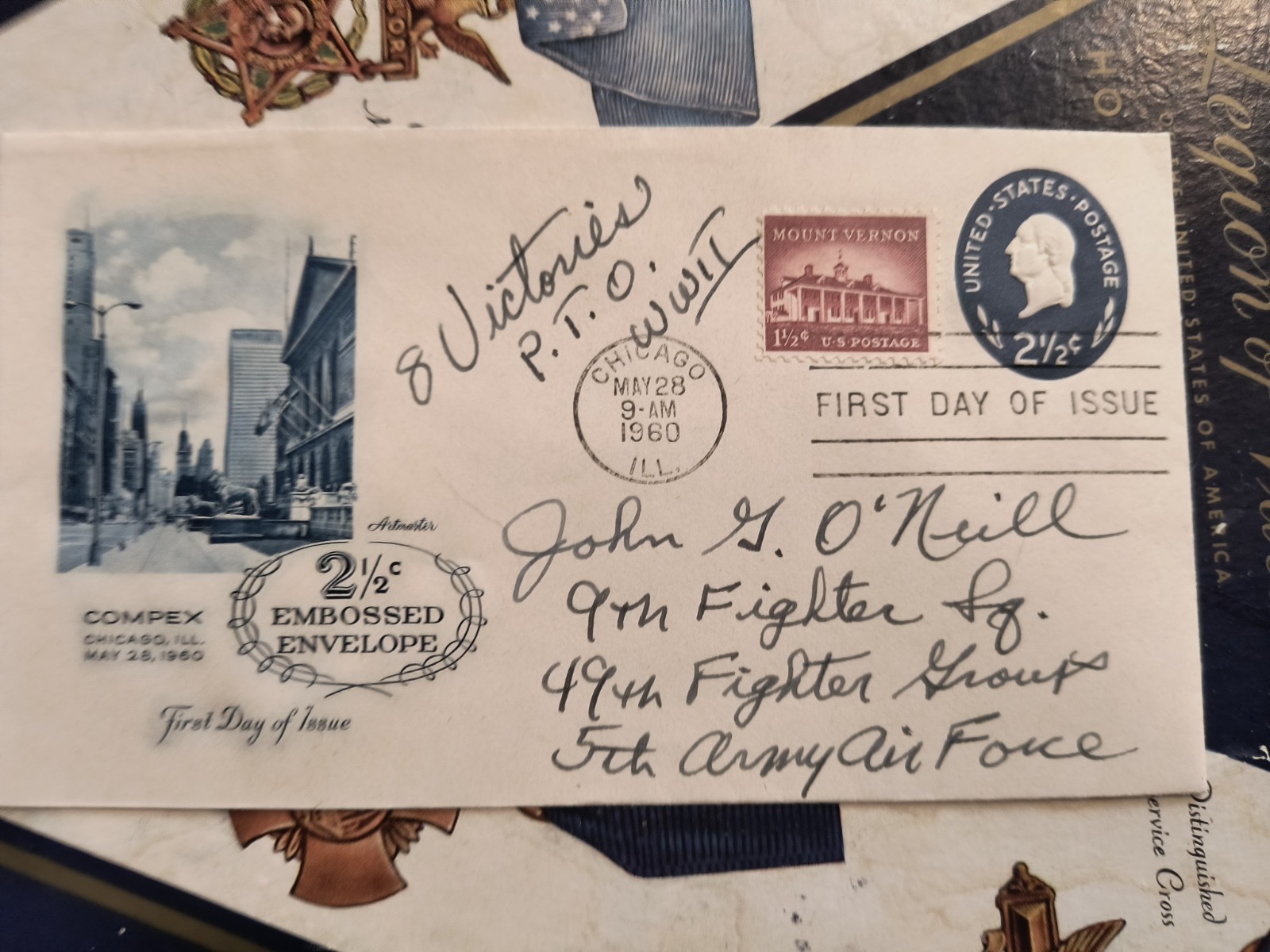 Capt. JOHN G. O'NEILL WWII Ace 8Vs 9th FS/49th FG Signed FDC RARE! | eBay