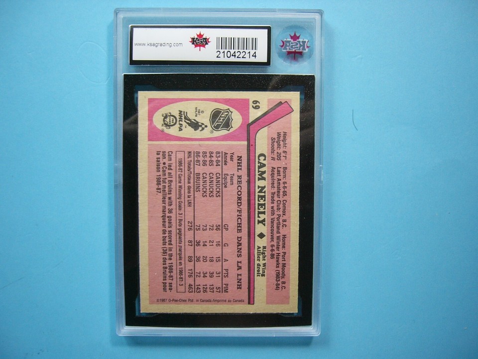 1987/88 O-PEE-CHEE NHL HOCKEY CARD #69 CAM NEELY KSA 10 GEM MINT 87/88 ...