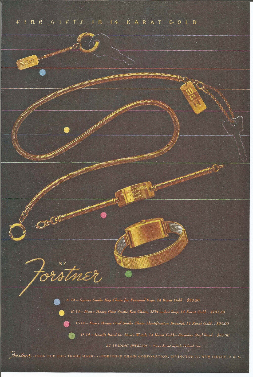 Vintage 1945 Forstner Jewelry Chains Original Magazine Print Ad | eBay