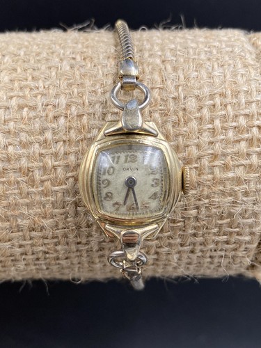 Vintage Orvin Ladies Cocktail Watch 7 Jewels Swiss Mechanical 10k Gold ...