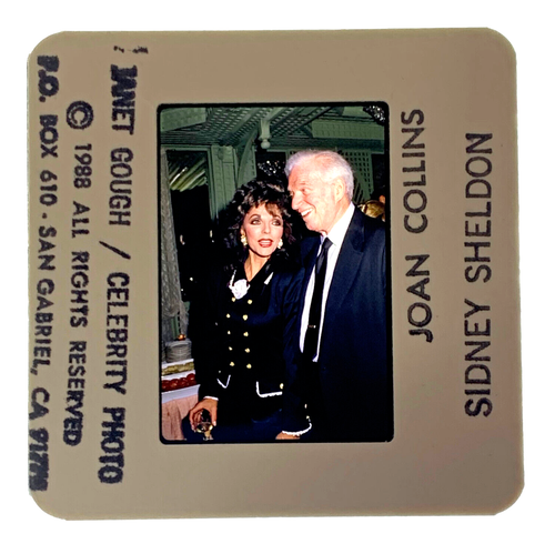 JOAN COLLINS & SIDNEY SHELDON (1988) 35MM TRANSPARENCY SLIDE PHOTO ...