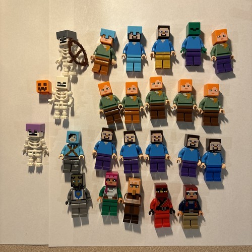 Lego Minifigures Lot Minecraft 25 Plastic Figures Plus Extra Pieces | eBay