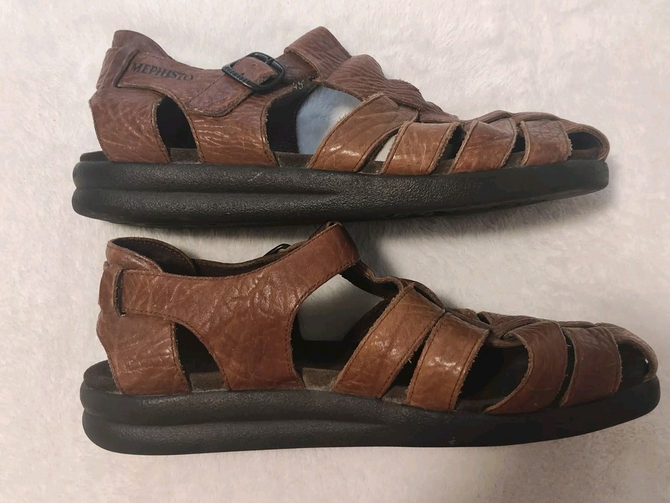 Mephisto Sam Fisherman Sandals Mens 45/11 Brown Leather Strappy France ...