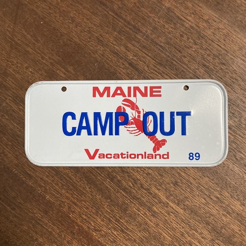 Camp Out Maine 4.75x2in Vintage Metal Mini Bike Souvenir License Plate ...