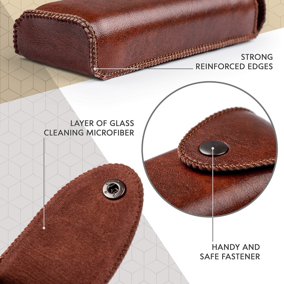 Hard Eyeglass Case With Belt Loop PU Leather Glasses Case Eyeglasses ...