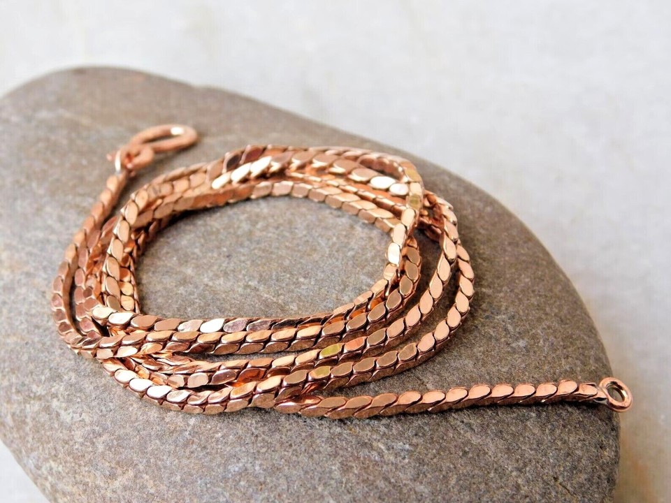 100% Pure Copper Chain necklace, Copper Wheat chain, Solid Copper ...