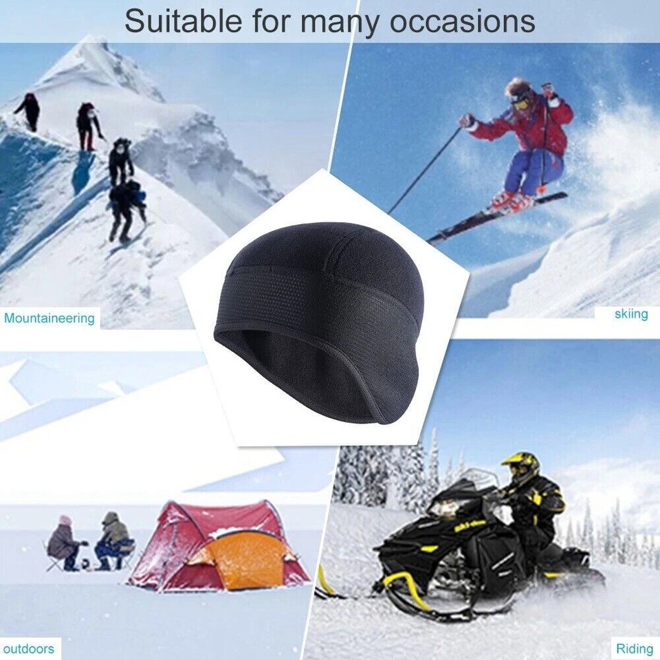 Winter Helmet Liner Skull Cap Fleece Lined Warmer Cycling Cap Thermal ...
