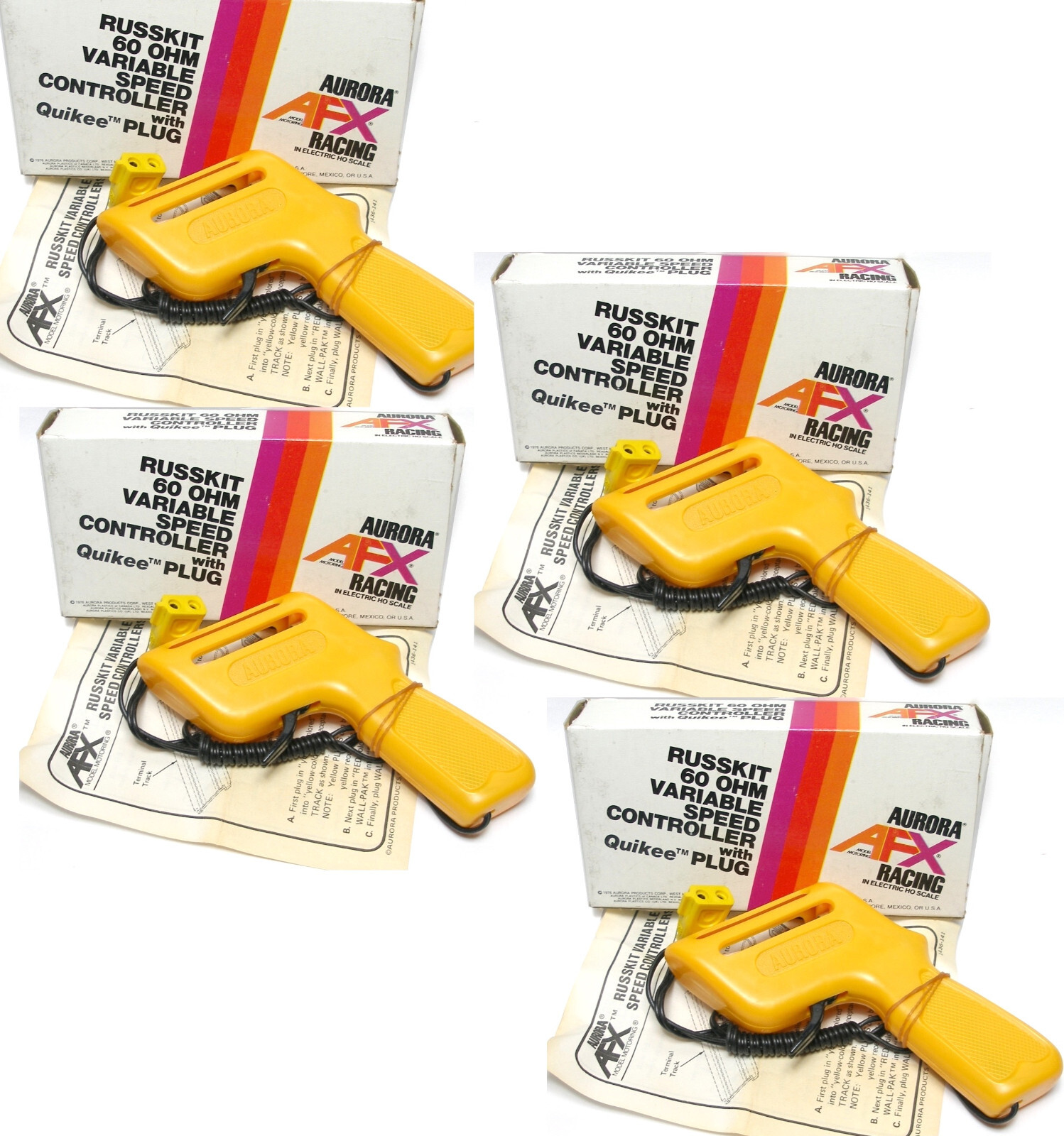 4 Aurora AFX RUSSKIT 60 OHM Slot Car CONTROLLER Variable Speed Quikee ...