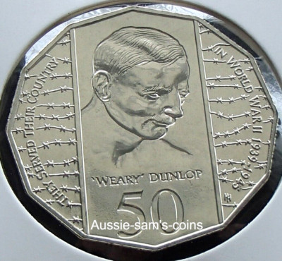 1995 Uncirculated Australia Fifty 50 Cent Coin - Weary Dunlop - Ex Roll ...