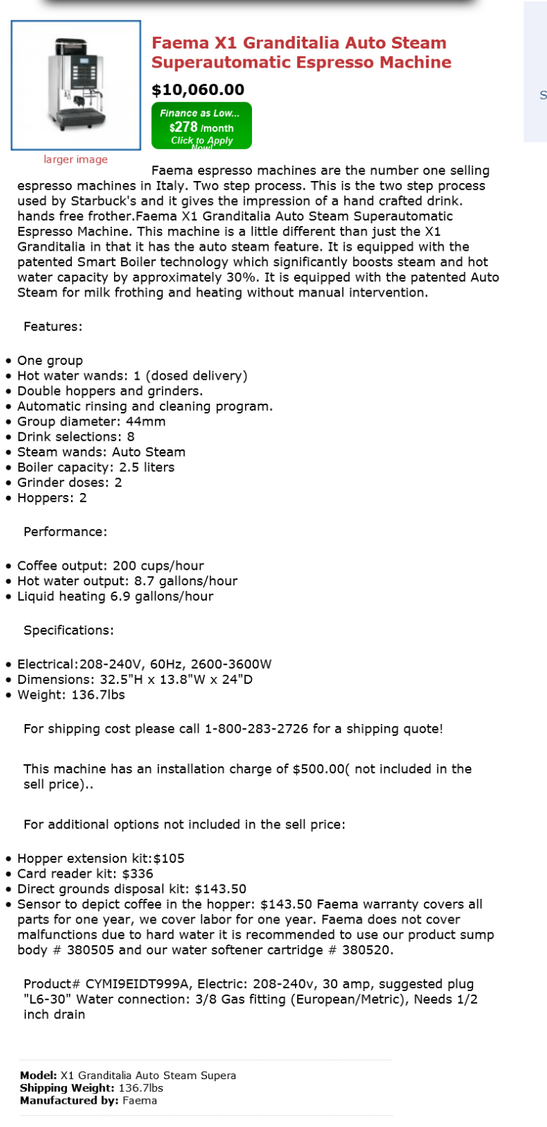 Faema X1 Granditalia Superautomatic Espresso Machine CAN SHIP reduced ...