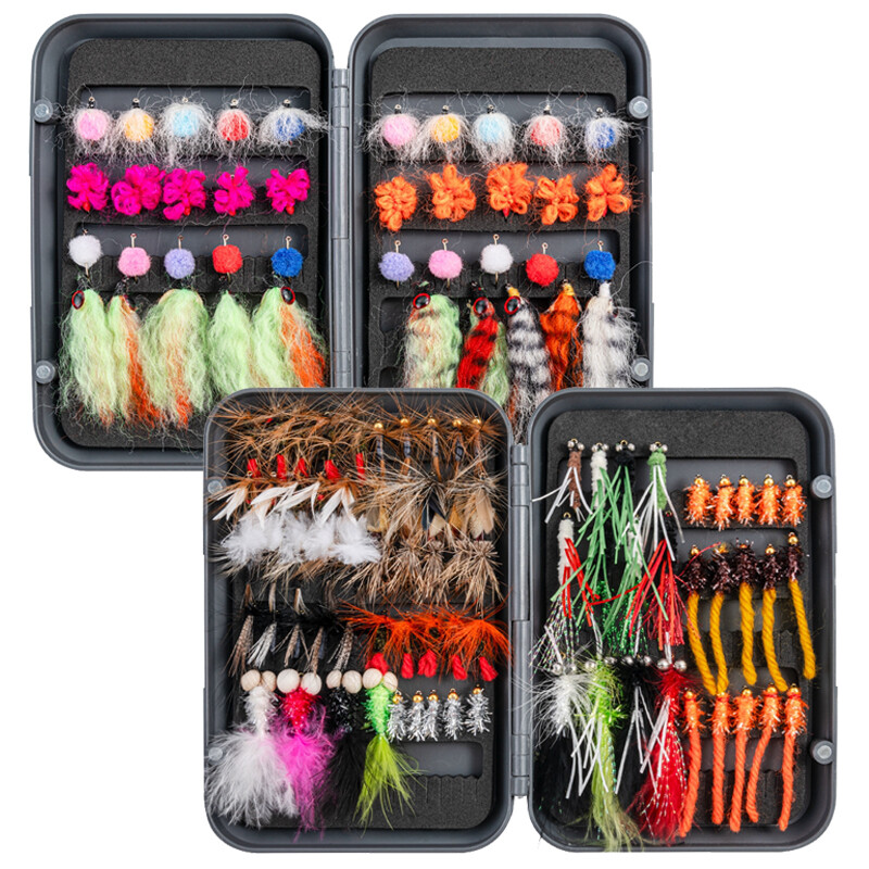 Goture 40/76pcs Fly Fishing Lures kit Wet Dry Flies Streamer Nymph Bait ...